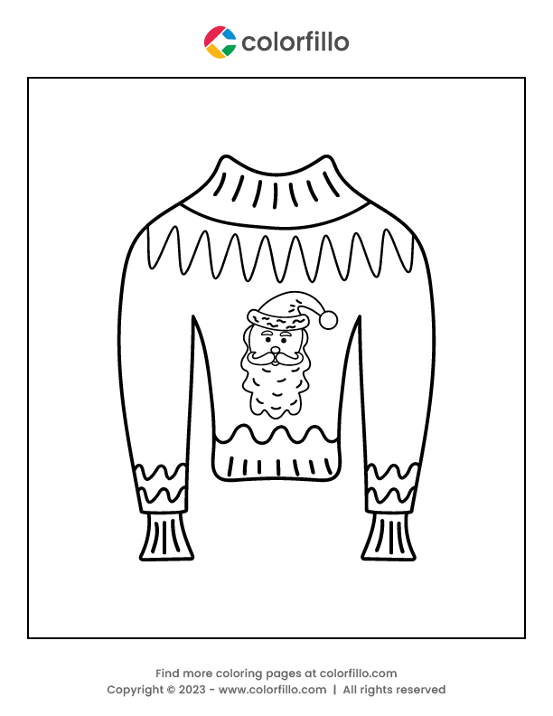 Free Online Christmas Sweater Coloring Page - colorfillo