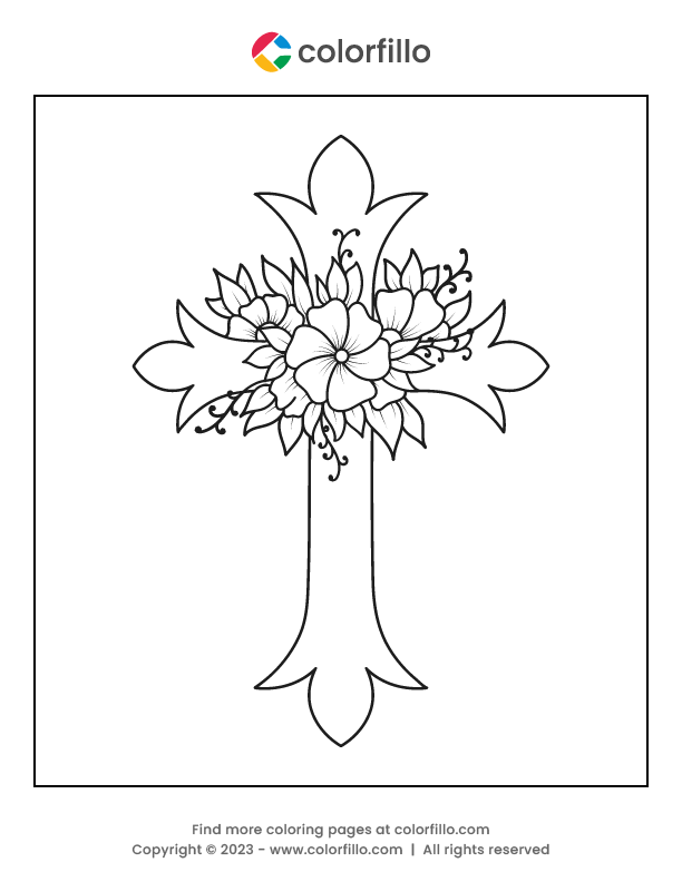 Free Online Easter Cross Coloring Page - colorfillo
