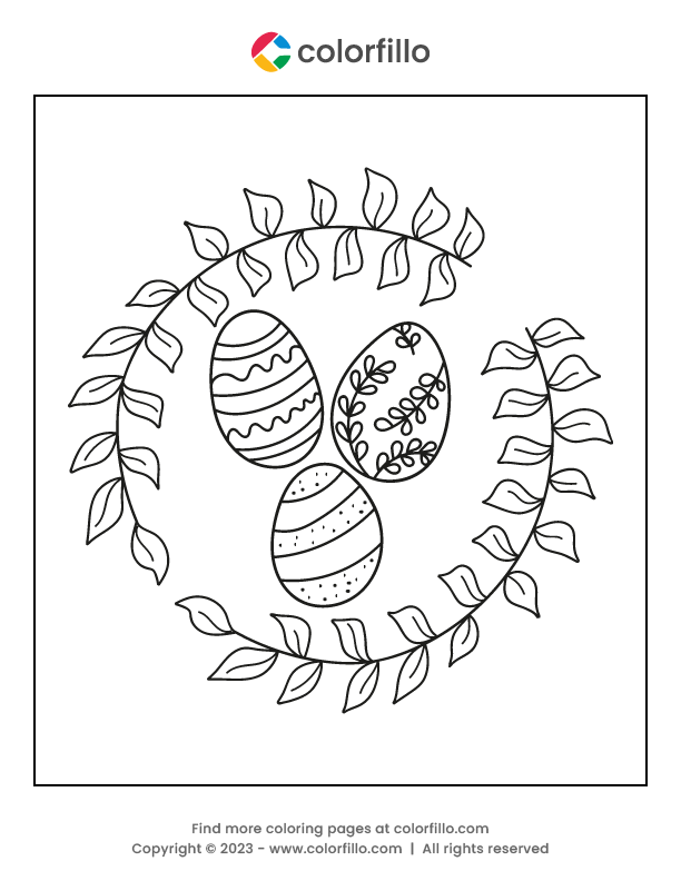 Free Online Easter Wreath Coloring Page - colorfillo