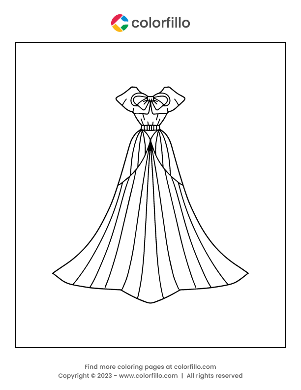 Free Online Wedding Gown Coloring Page - colorfillo
