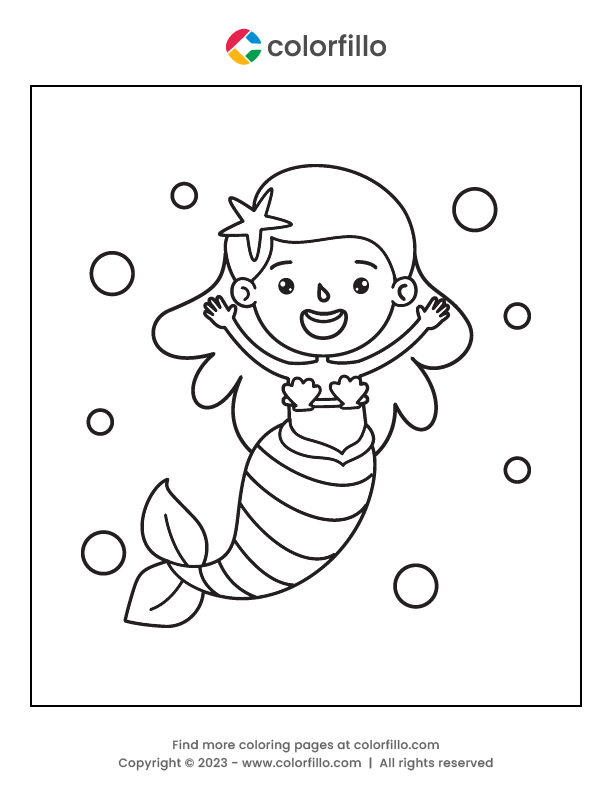 Free Online Baby Mermaid Coloring Page - colorfillo