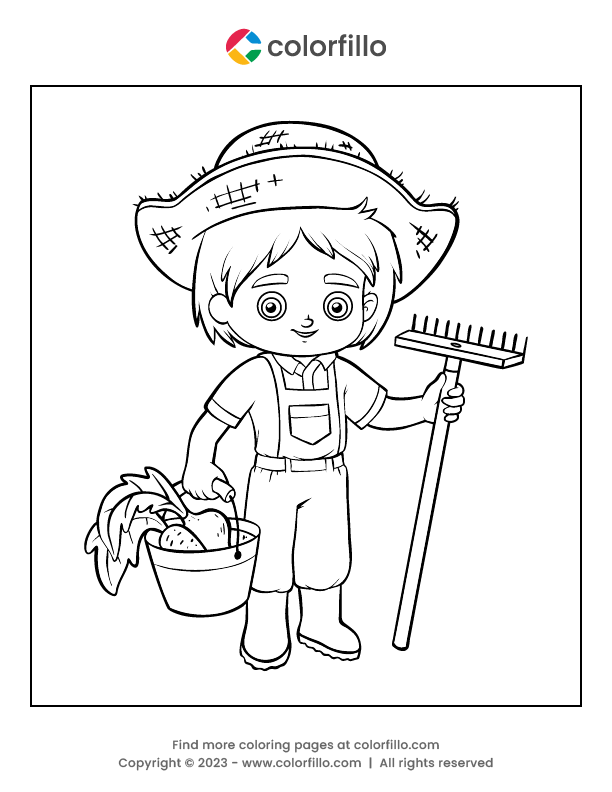 Free Online Farmer Coloring Page - colorfillo