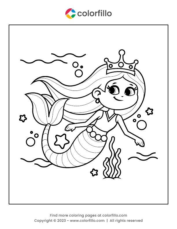 Free Online Princess Mermaid Coloring Page - colorfillo