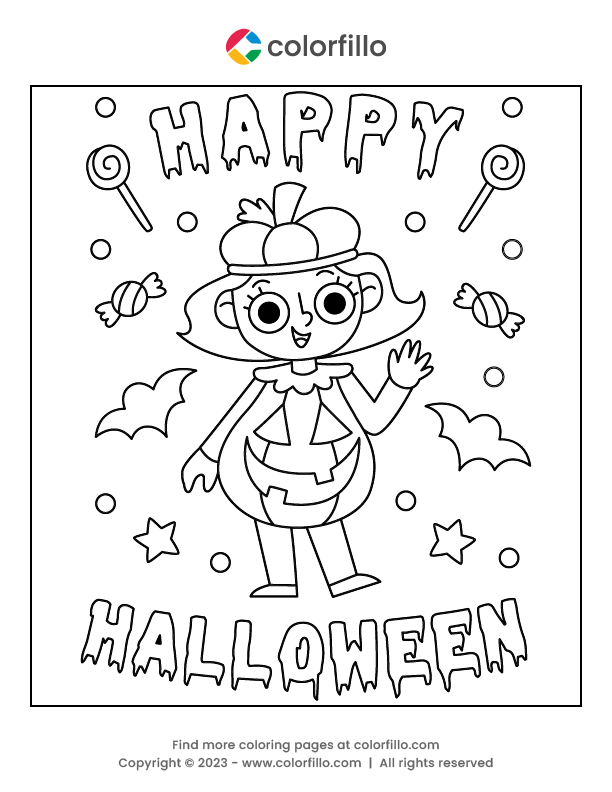 Free Online Happy Halloween Color Page - colorfillo