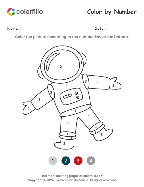 Free Online Astronaut Color by Number - colorfillo