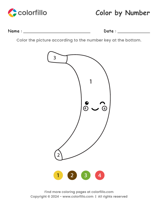 Free Online Banana Color by Number - colorfillo