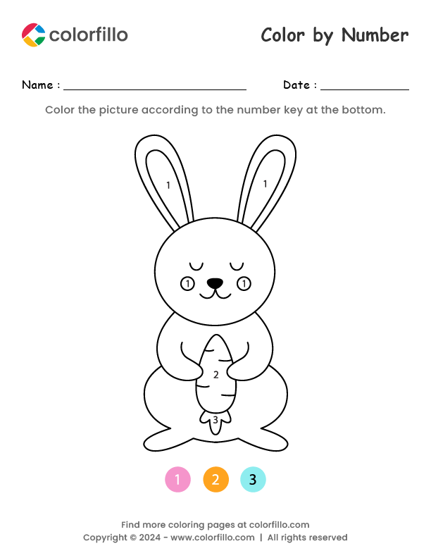 Free Online Bunny Color by Number - colorfillo