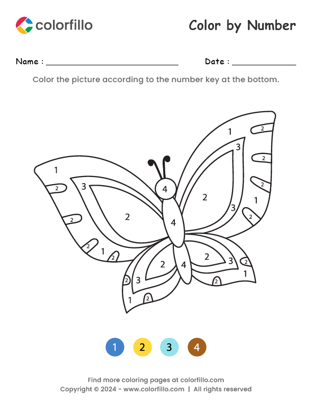 Free Online Butterfly Color by Number - colorfillo