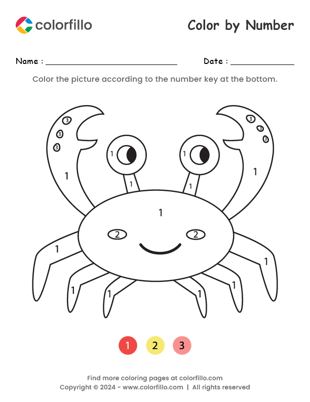 Free Online Crab Color by Number - colorfillo
