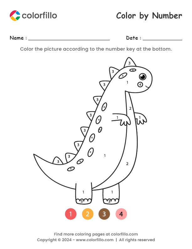 Free Online Dinosaur Color by Number - colorfillo