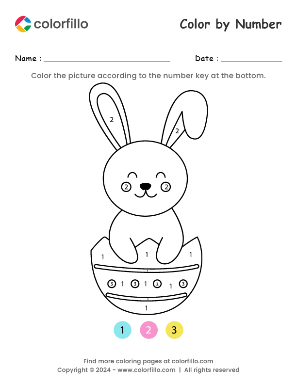 Free Online Easter Bunny Color by Number - colorfillo