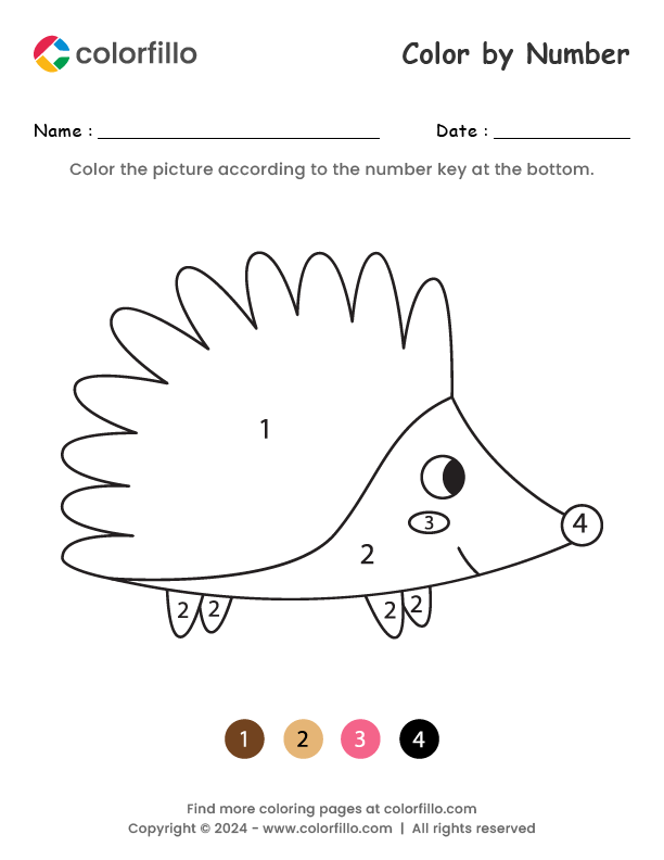 Free Online Hedgehog Color by Number - colorfillo