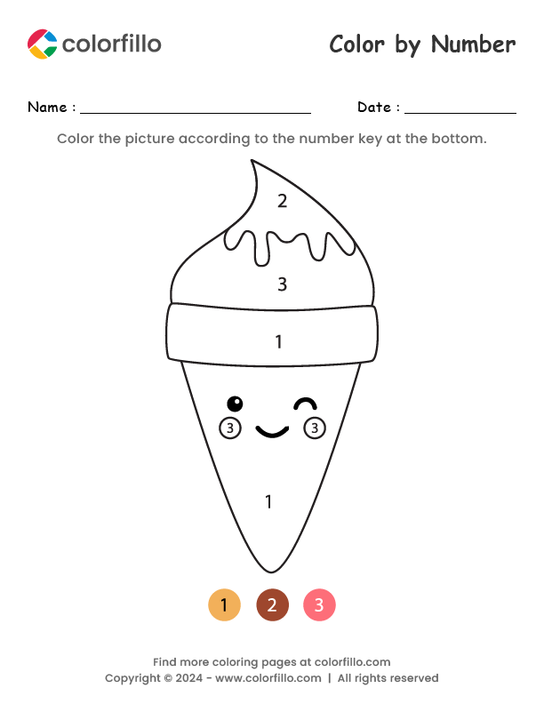 Free Online Ice Cream Color by Number - colorfillo