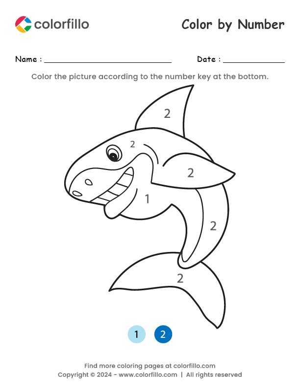 Free Online Shark Color by Number - colorfillo