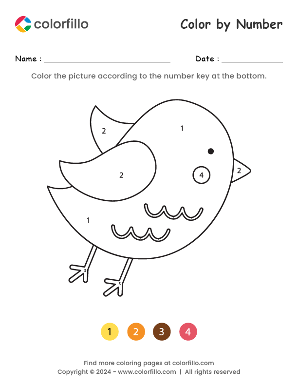 Free Online Spring Bird Color by Number - colorfillo