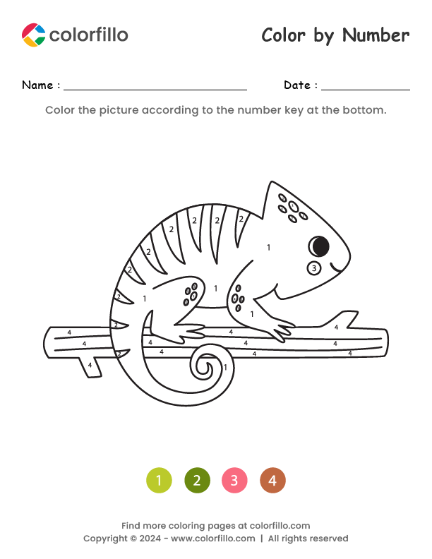 Free Online Chameleon Color by Number - colorfillo
