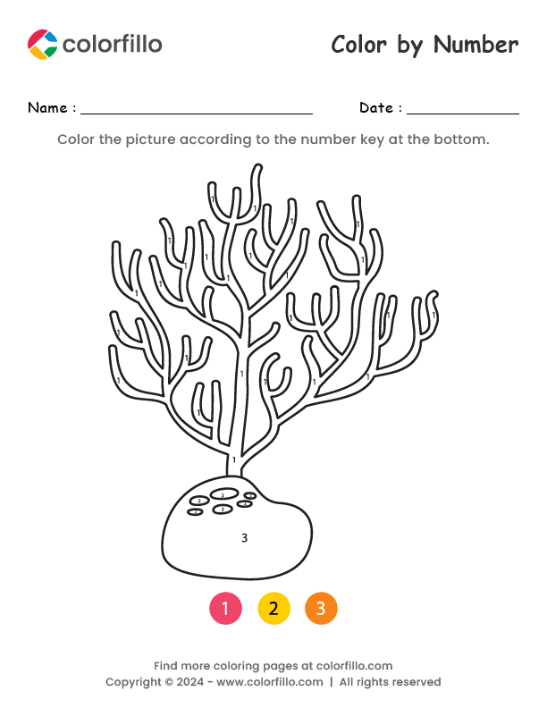 Free Online Coral Color by Number - colorfillo