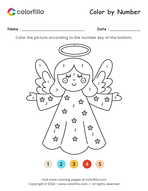 Free Online Cute Angel Color by Number - colorfillo