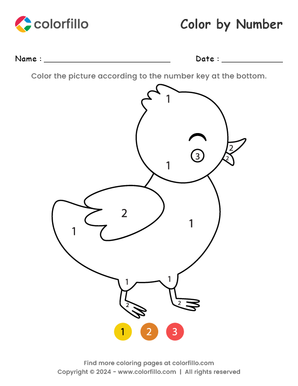 Free Online Duckling Color by Number - colorfillo