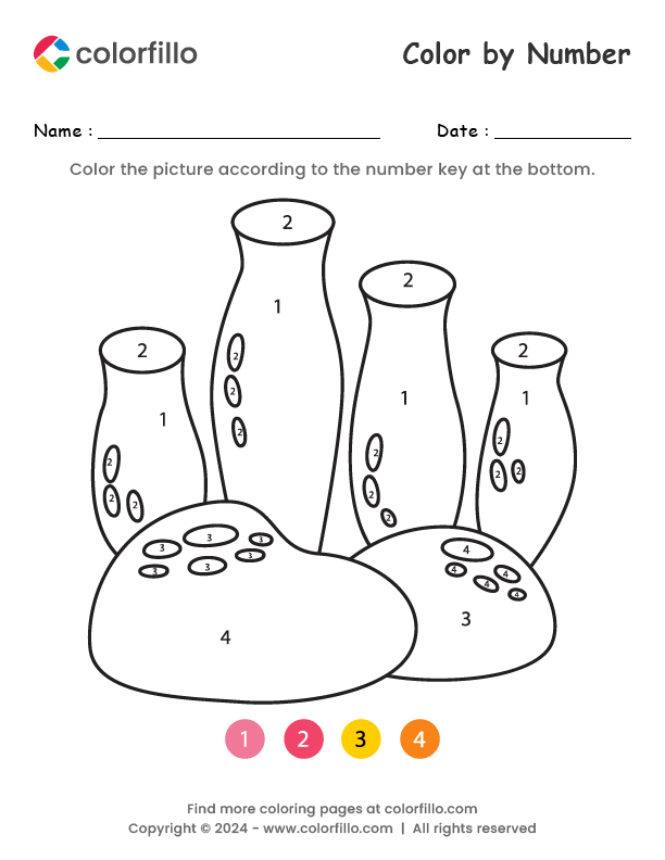Free Online Sea Corals Color by Number - colorfillo