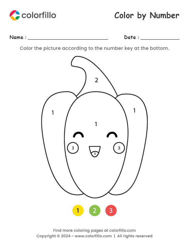 Free Online Yellow Pepper Color by Number - colorfillo