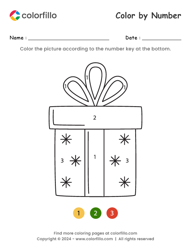 Free Online Christmas Present Color by Number - colorfillo