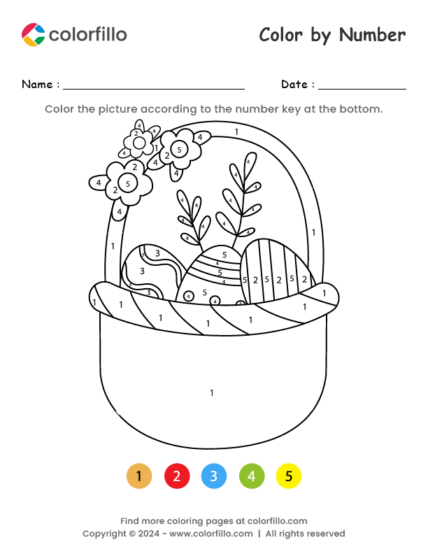 Free Online Cute Easter Eggs Color by Number - colorfillo