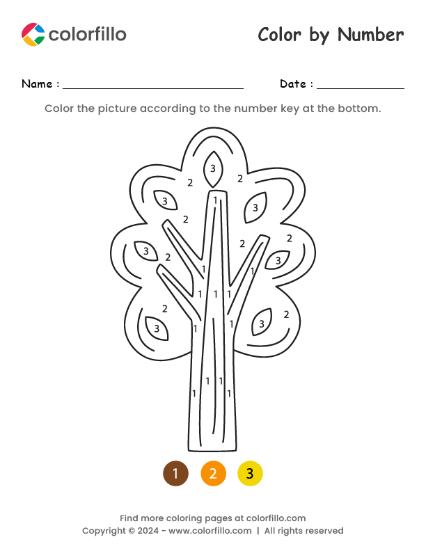 Free Online Cute Tree Color by Number - colorfillo