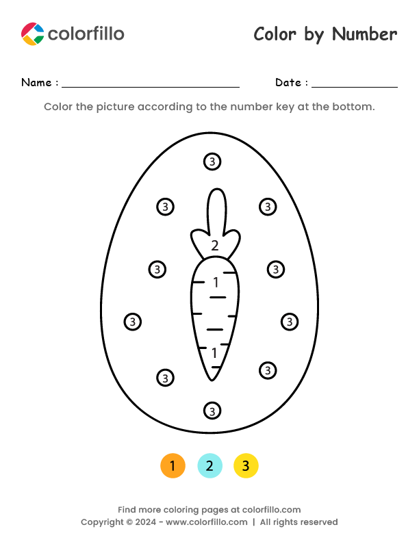 Free Online Easter Carrot Color by Number - colorfillo