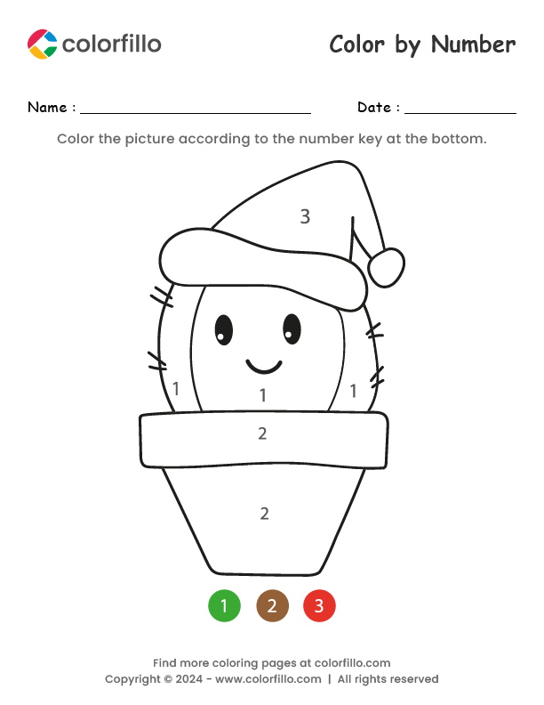 Free Online Halloween Cactus Color by Number - colorfillo