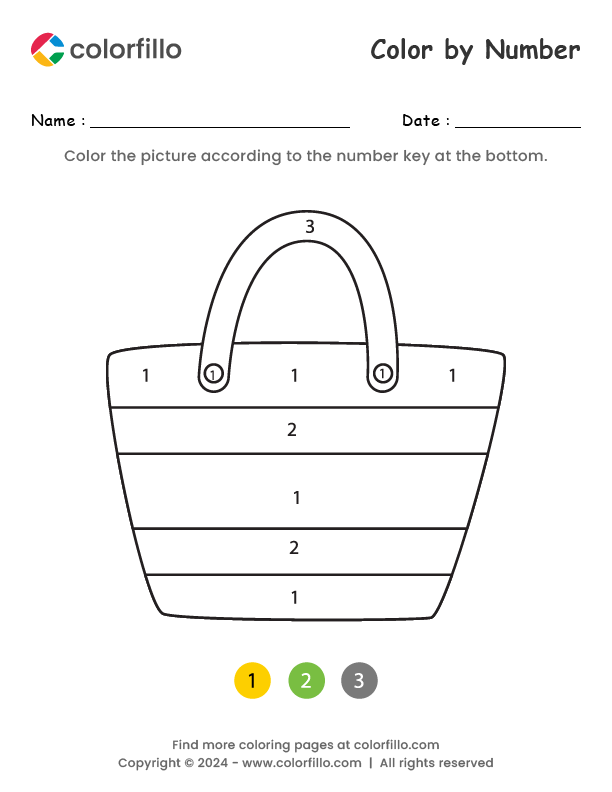 Free Online Summer Bag Color by Number - colorfillo