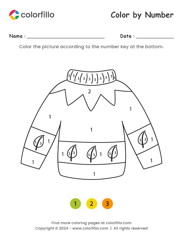 Free Online Sweater Color by Number - colorfillo