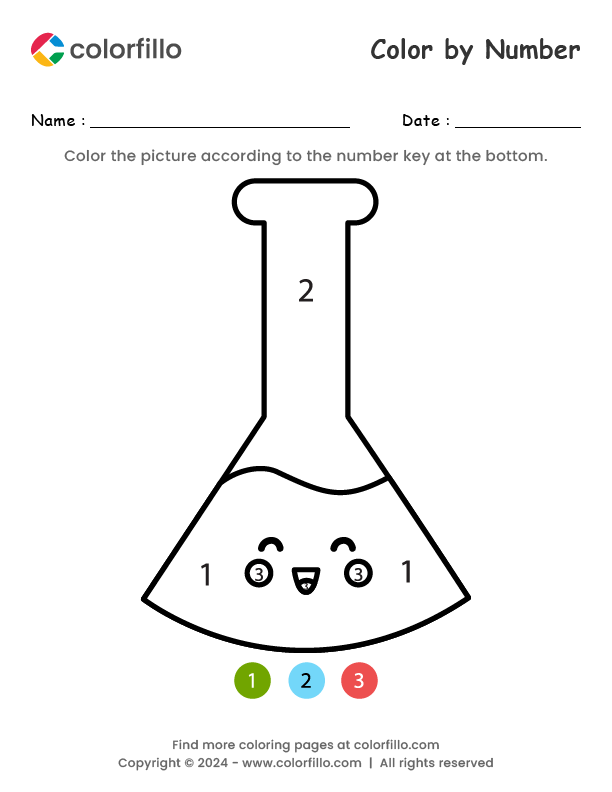 Free Online Test Tube Color by Number - colorfillo