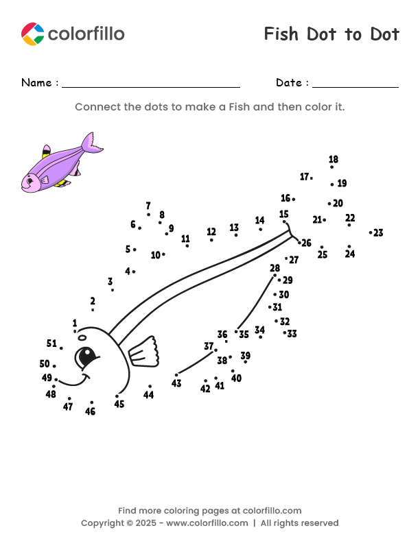 Free Printable Fish Dot to Dot Worksheet - colorfillo