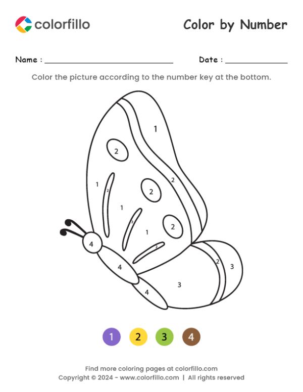Free Online Cute Butterfly Color by Number - colorfillo