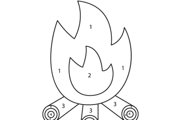 Camping Bonfire Color by Number Coloring Page - colorfillo