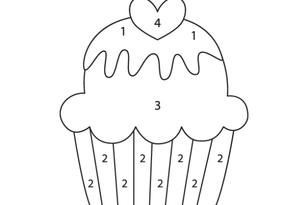 Cupcake Color by Number Coloring Page - colorfillo