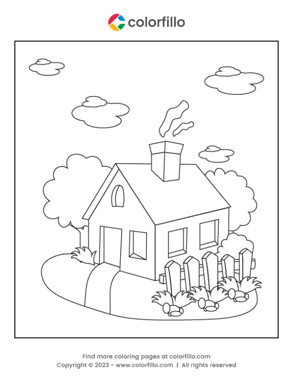 Free Online Village House Coloring Page - colorfillo