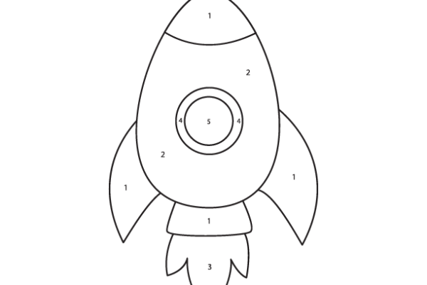 Rocket Color by Number Coloring Page - colorfillo