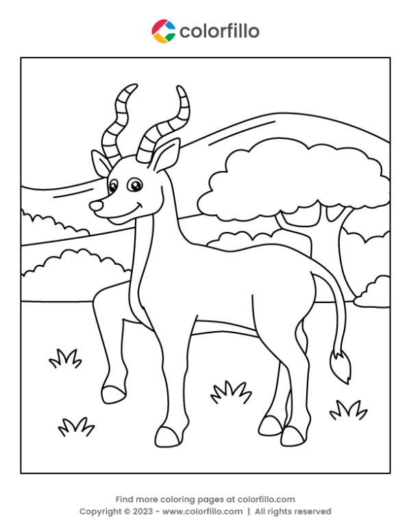 Free Online Antelope Coloring Page - colorfillo
