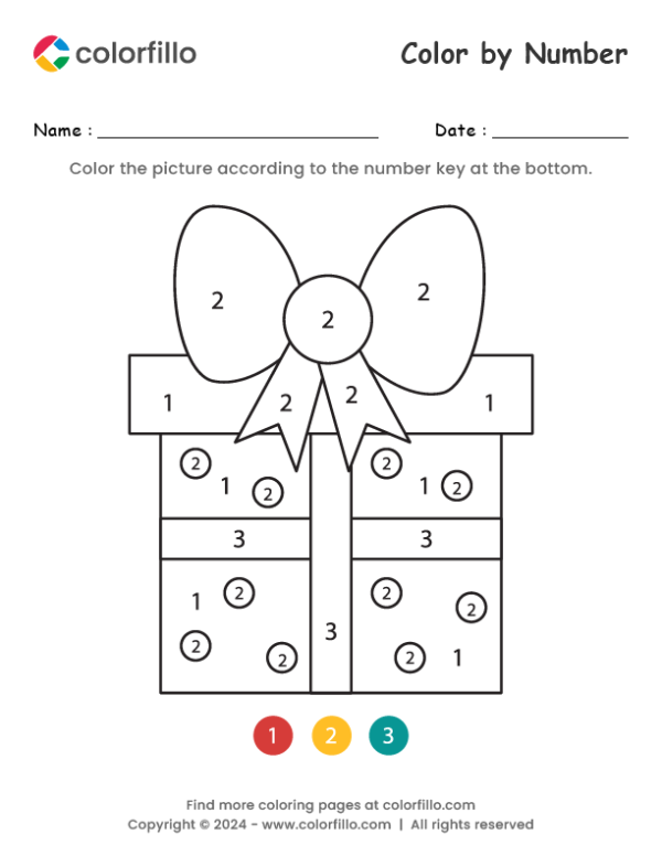 Free Online Gift Box Color by Number - colorfillo