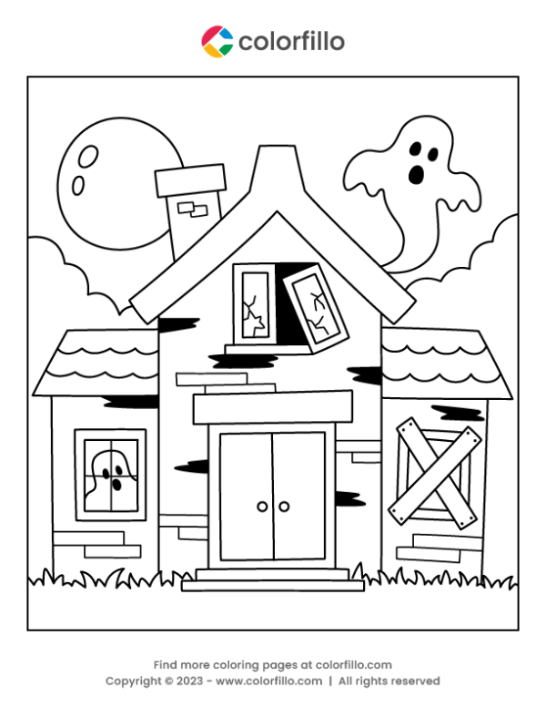 Free Online Haunted House Color Page - colorfillo