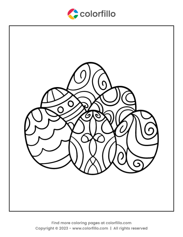Free Online Six Easter Eggs Coloring Page - colorfillo