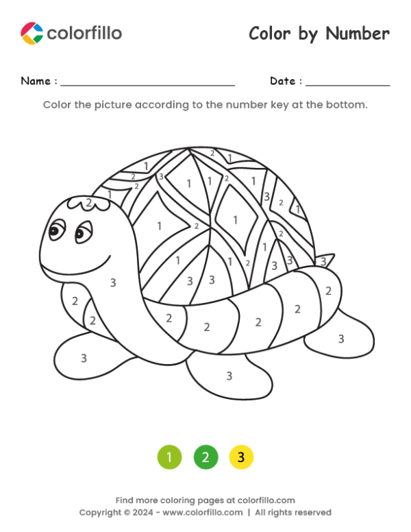 Free Online Turtle Color by Number - colorfillo