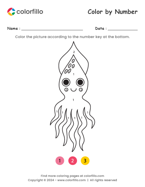 Free Online Squid Color by Number - colorfillo