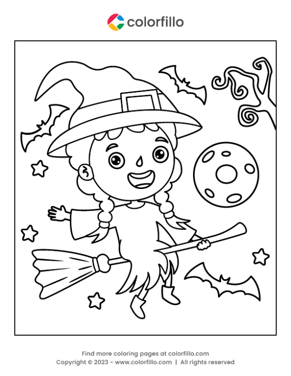 Free Online Girl Witch Color Page - colorfillo