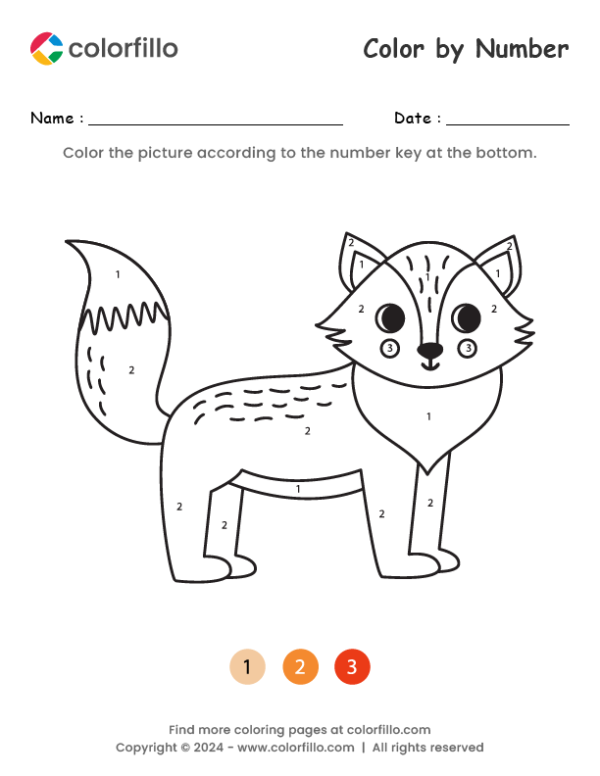 Free Online Fox Color by Number - colorfillo