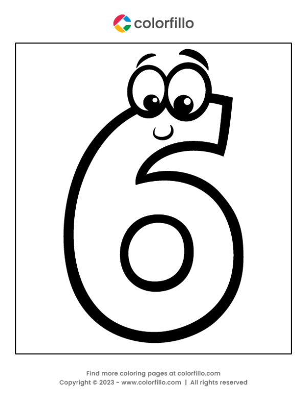 Free Online Number Six Coloring Page - colorfillo
