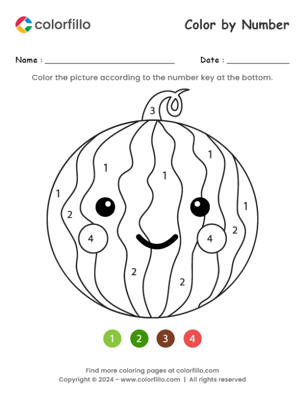 Free Online Watermelon Color by Number - colorfillo