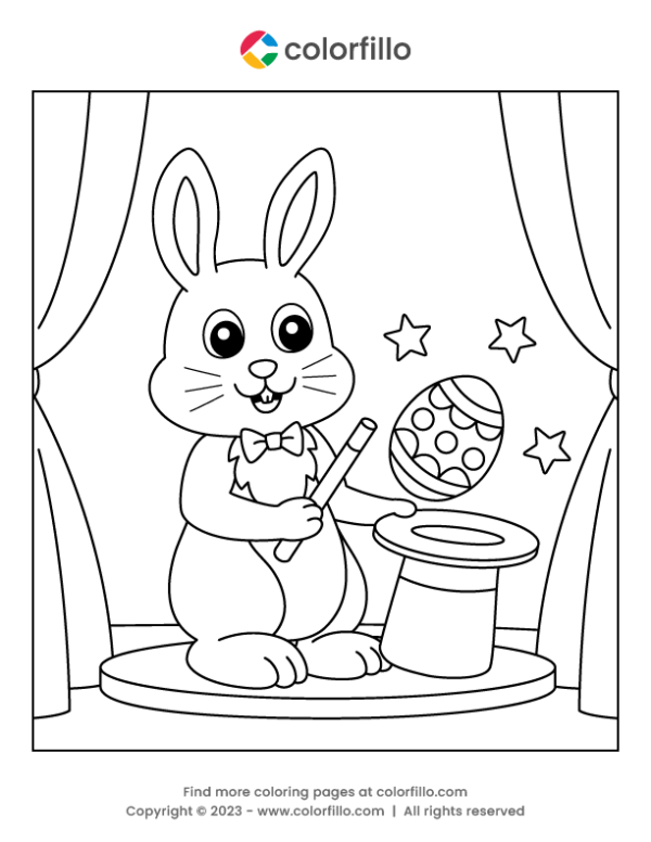 Free Online Easter Rabbit Magician Coloring Page - colorfillo